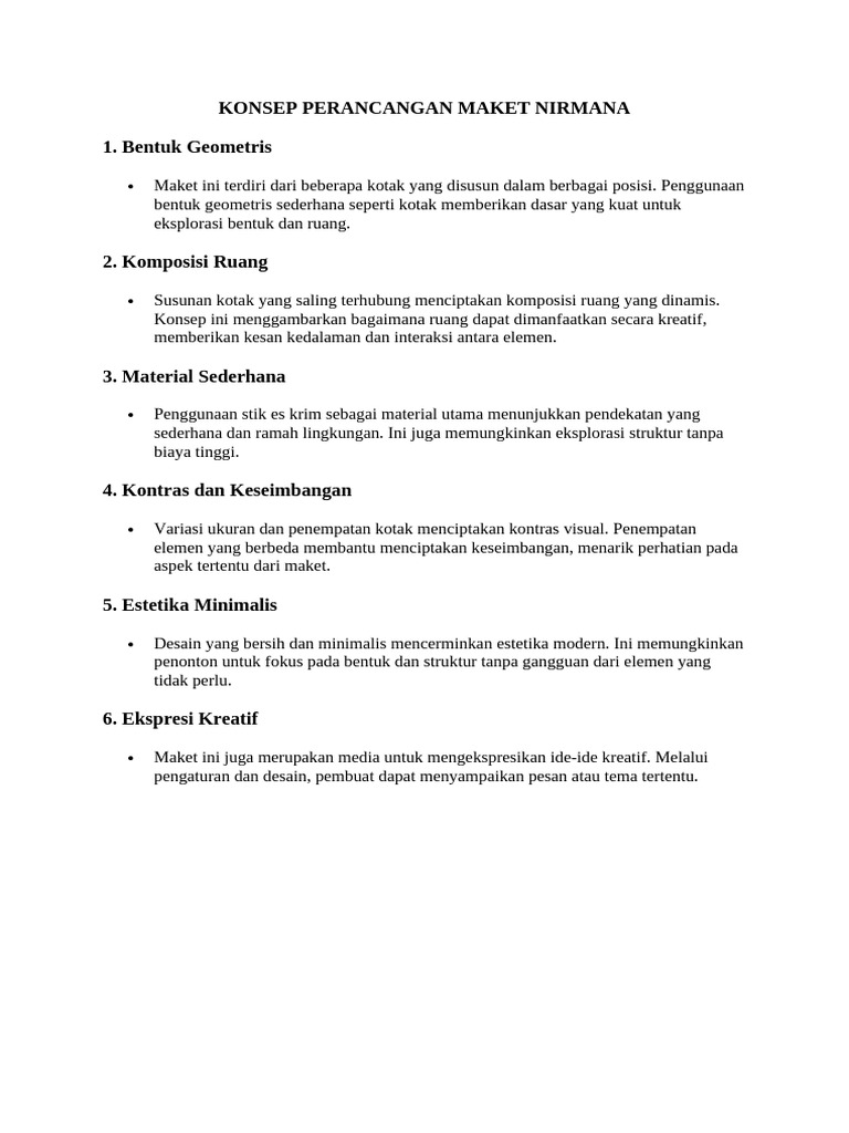 KONSEP PERANCANGAN MAKET NIRMANA | PDF