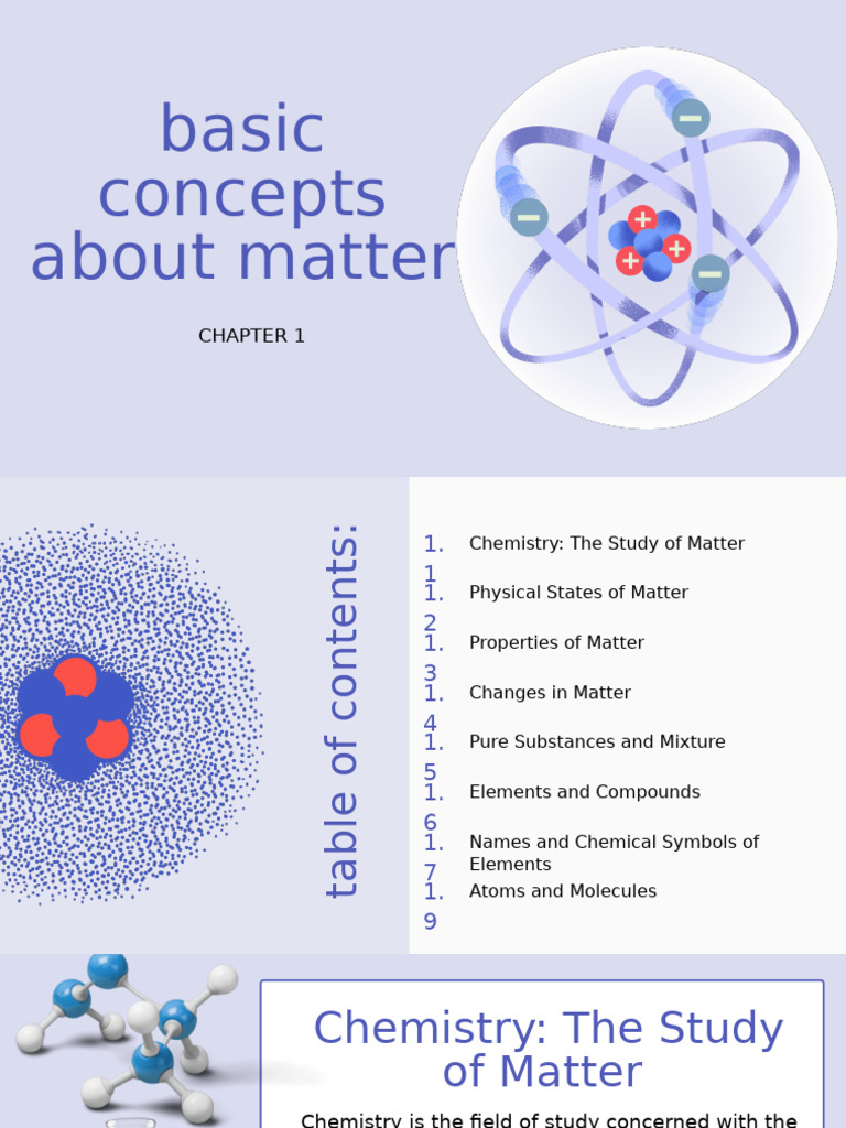 Basic Concepts About Matter | PDF | Mixture | Chemistry