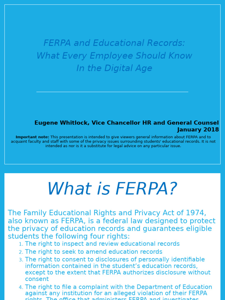 FERPA Presentation - October 2016 | PDF | Justice | Crime & Violence