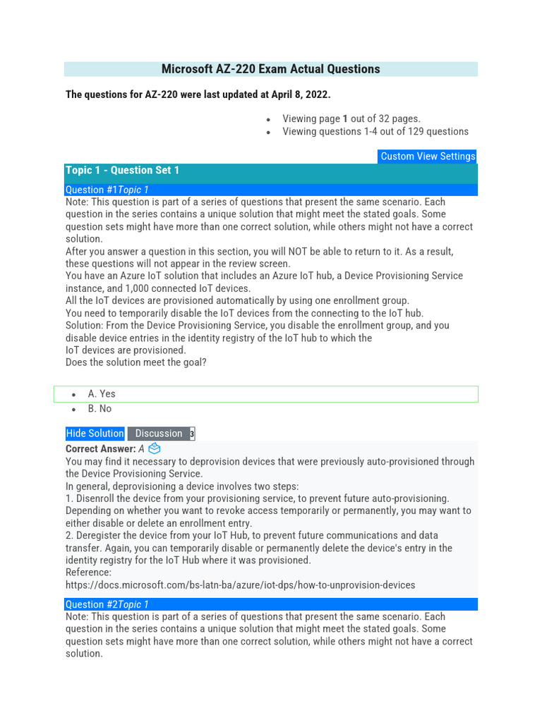 Az 220 Dump1 | PDF | Internet Of Things | Microsoft Azure