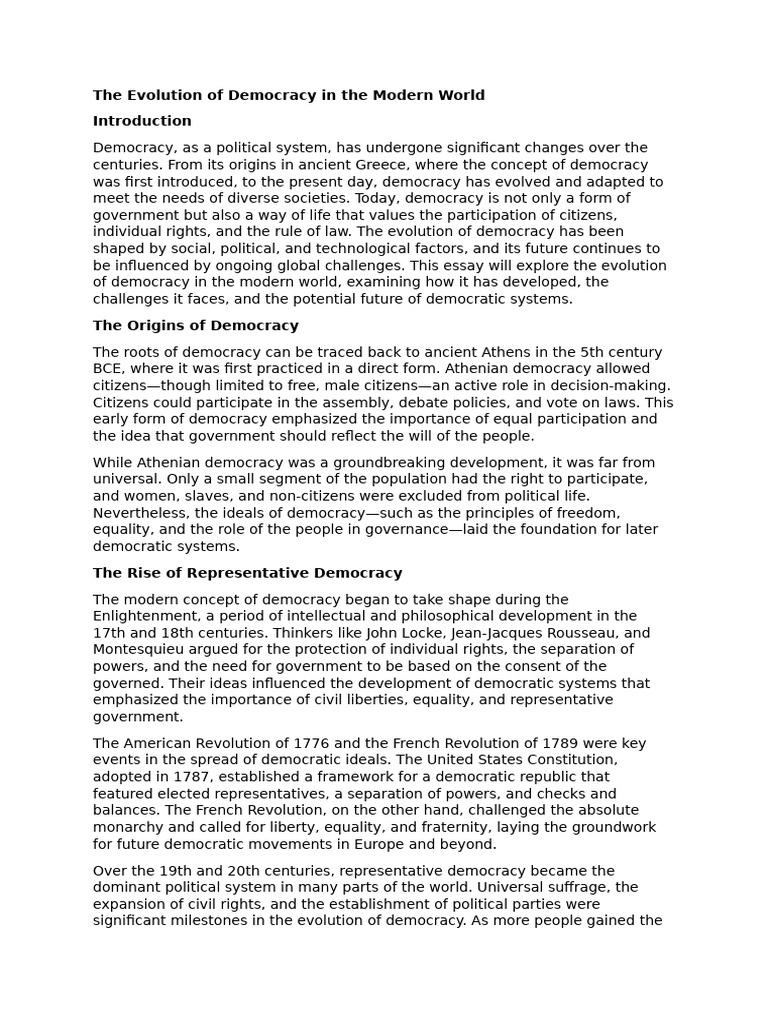 Evolution of Modern Democracy Explained | PDF | Democracy | Political ...