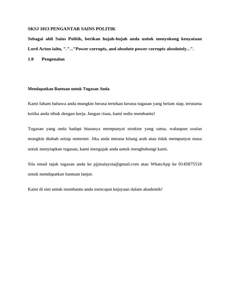 Sksj 1013 Pengantar Sains Politik+4 | PDF