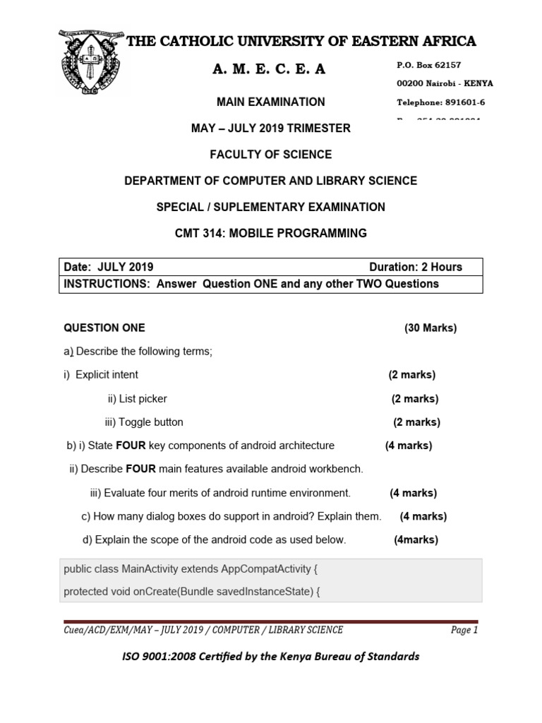 CMT 314 SPECIAL Past Paper 4 | PDF | Android (Operating System) | Software