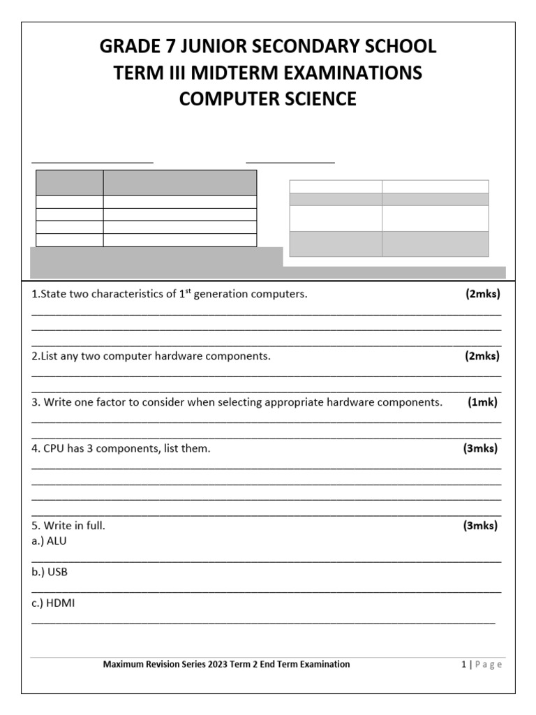 2023 JSS-G7 Term 3 Computer Science MidTerm Exam | PDF | Computer ... 2023 JSS-G7 Term 3 Computer Science MidTerm Exam | PDF | Computer ...