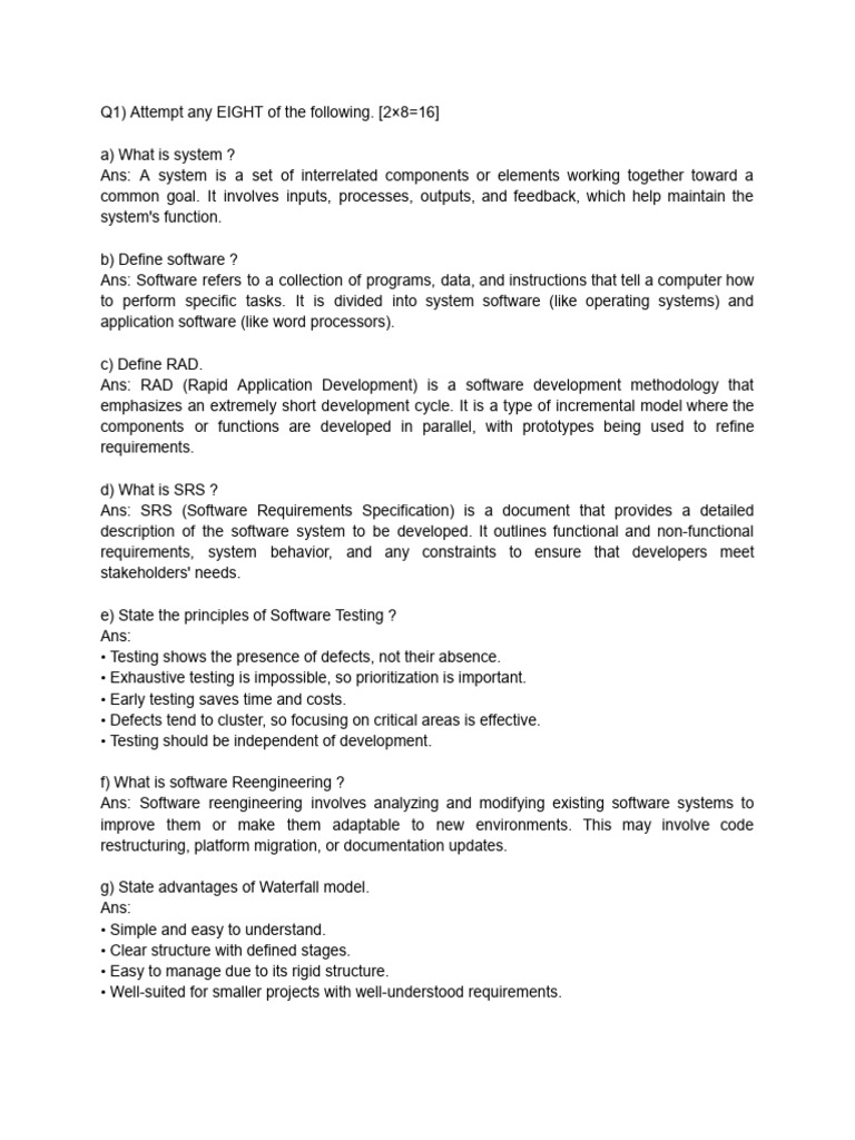 Software Engineering Imp Questions Pdf Software Testing 6559