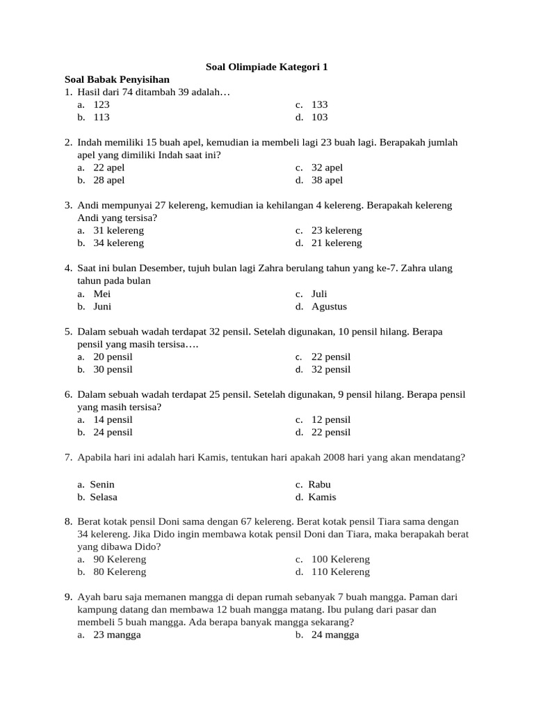 Soal Olimpiade Kategori 1 | PDF