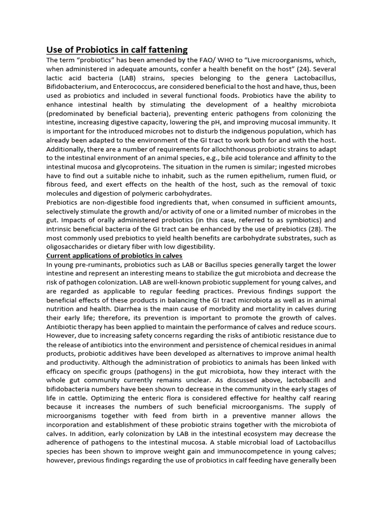 Use of Probiotics in Calf Fattening | PDF | Probiotic ...