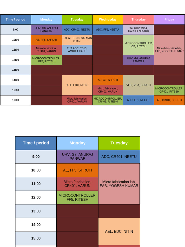TimeTable Sem3 | PDF