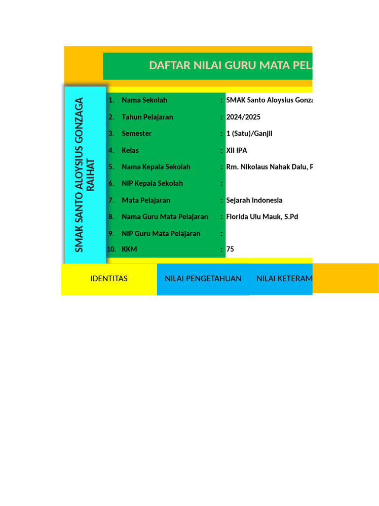01. DAFTAR NILAI XII IPA | PDF