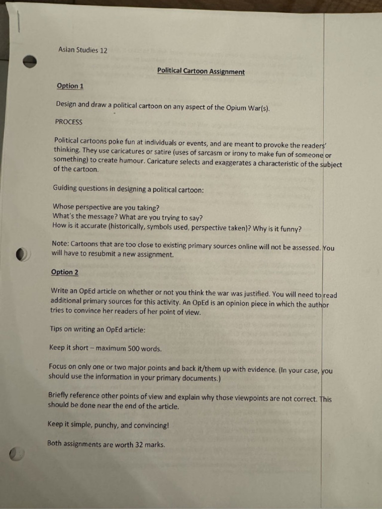 Asian Studies 12 Political Cartoon Assignment | PDF