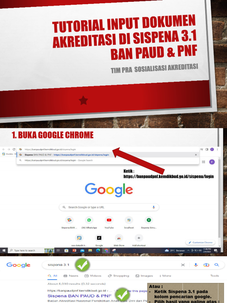 Tutorial Input Dokumen Akreditasi Di Sispena 3.1 | PDF