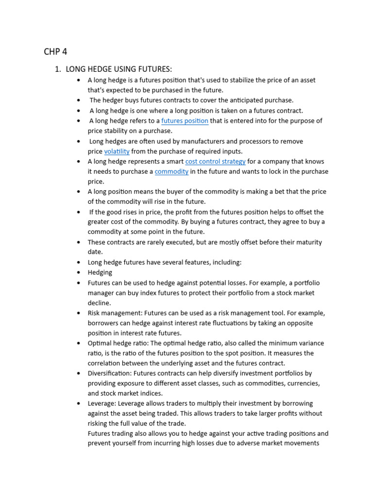 CDM CHP 4 | PDF | Hedge (Finance) | Futures Contract