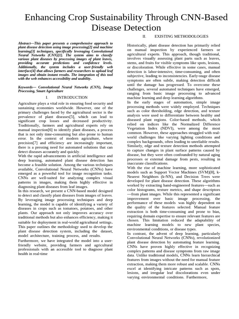 CNN Plant Disease Detection System | PDF | Deep Learning | Machine Learning
