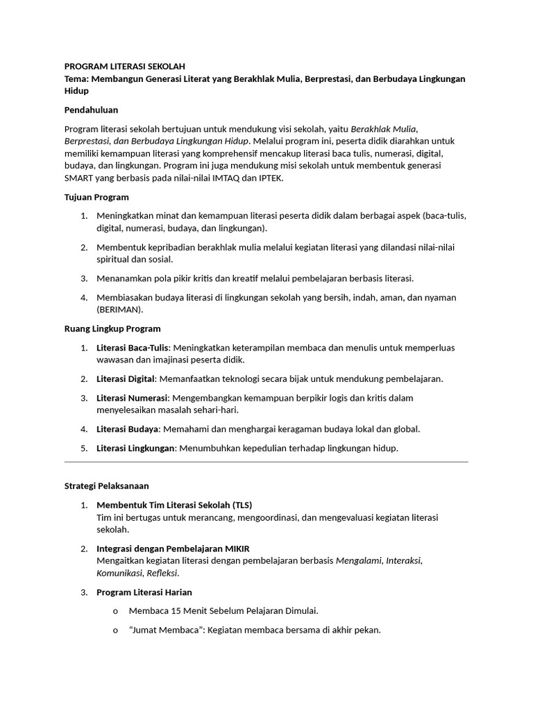 Program Literasi Sekolah | PDF