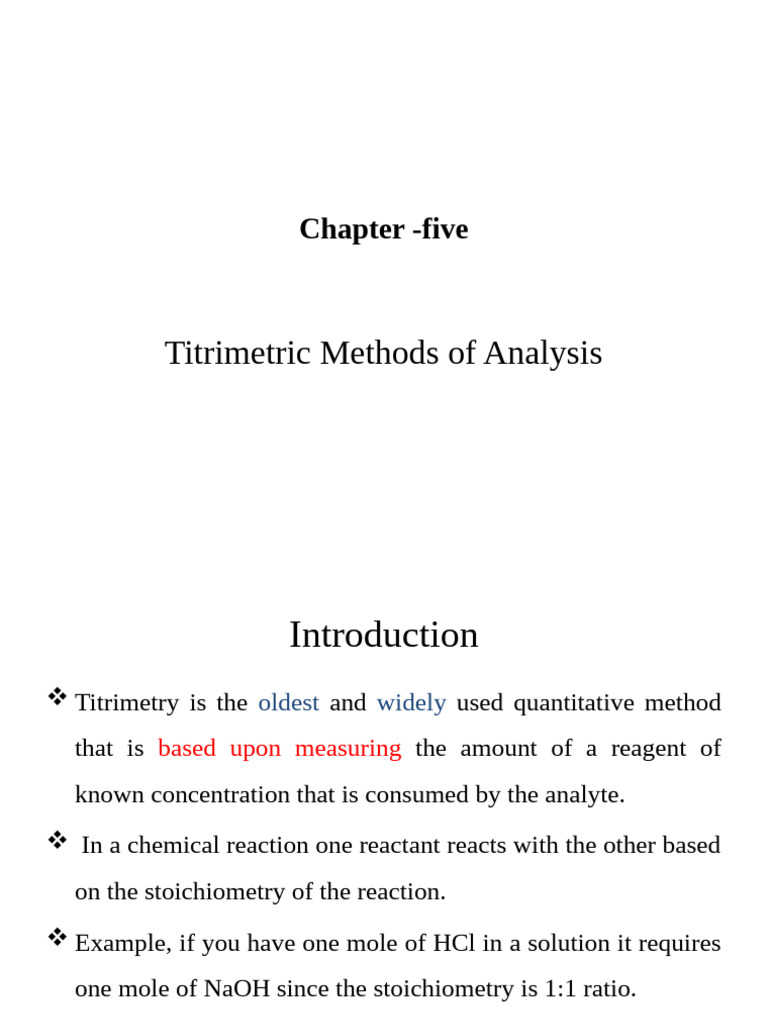 Titrimetric Analysis Methods Explained | PDF | Titration | Chemistry