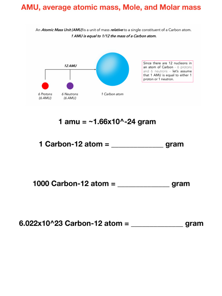 2024.12.20 048 AMU, Average Atomic Mass, Mole, MM | PDF