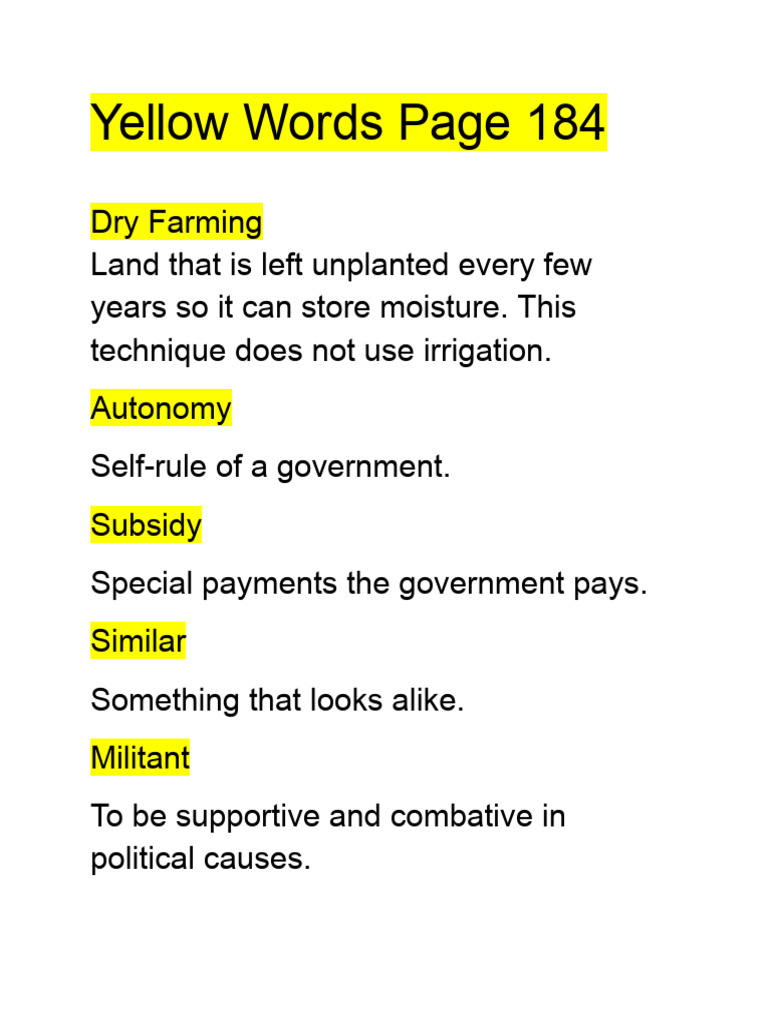 Yellow Words Page 184 | PDF