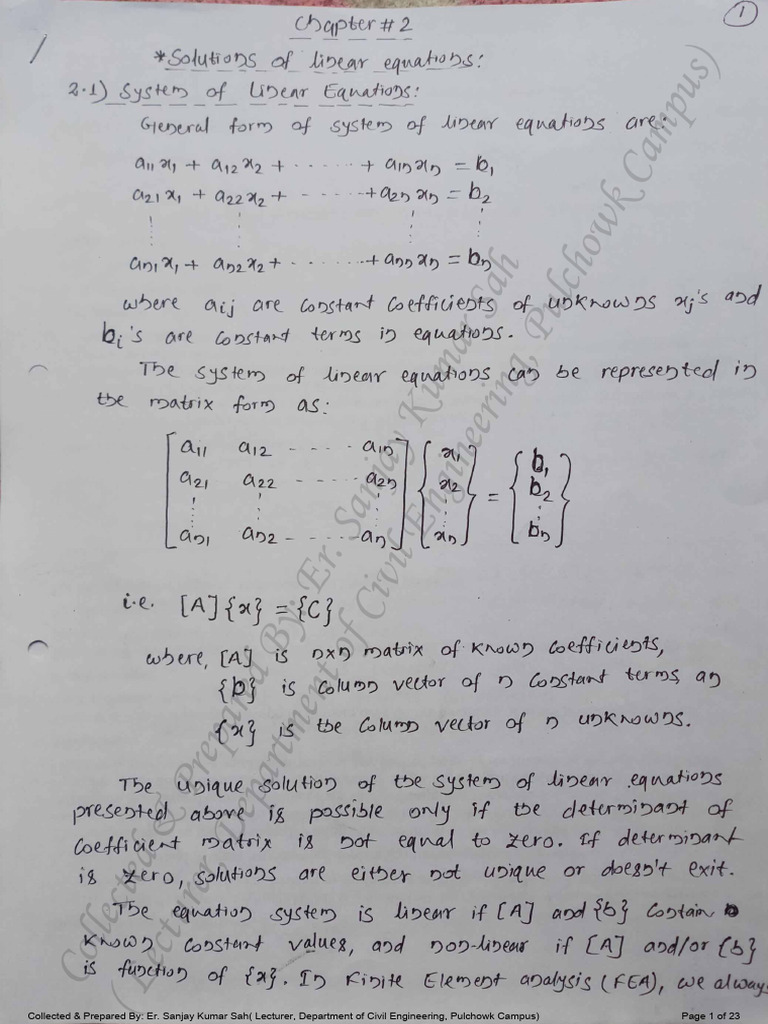 CT - CH 2 - Solution of Linear Equations | PDF