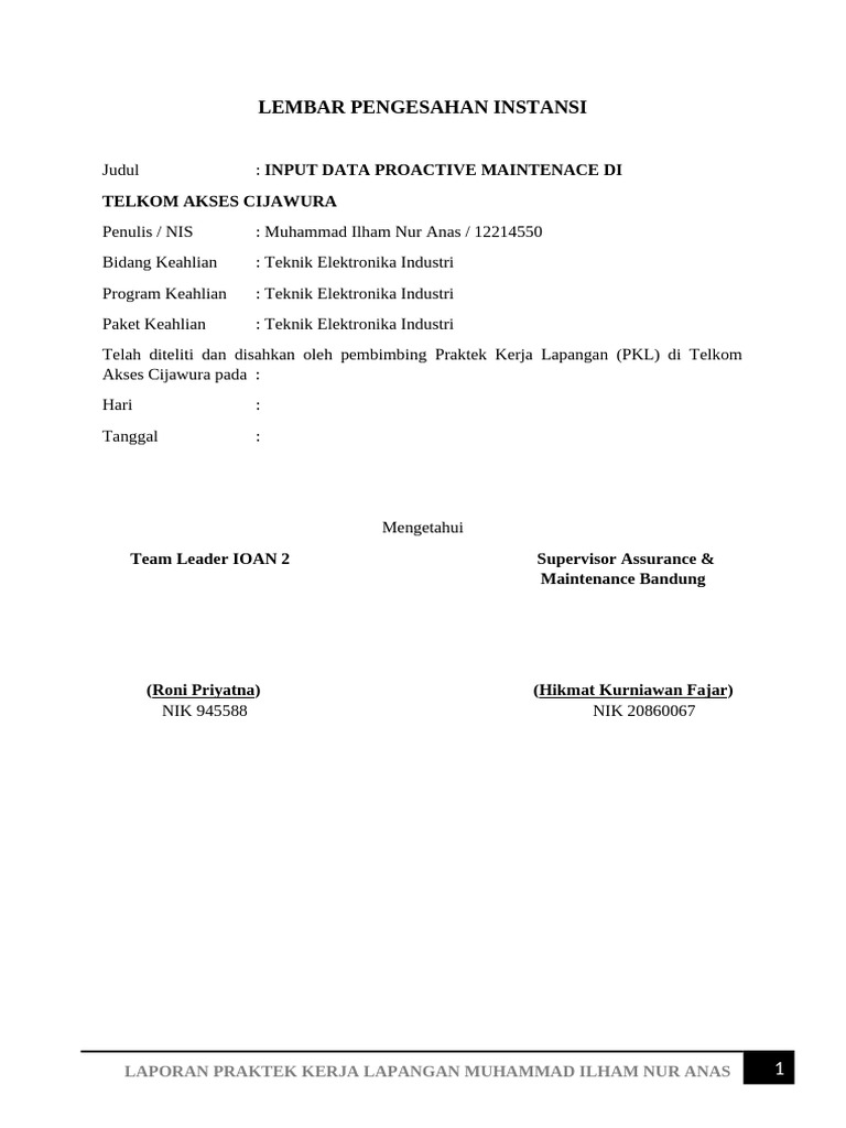 Ilham - LAPORAN - PKL - CIJAURA New 3 (1) (AutoRecovered) | PDF