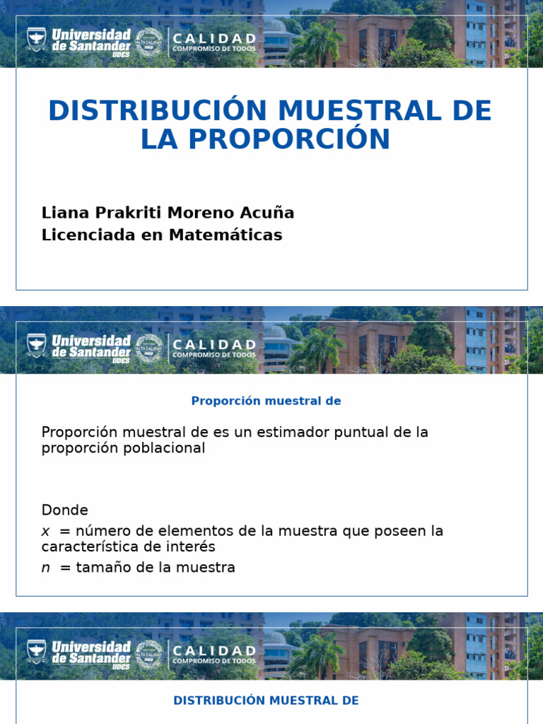 Distribución Muestral de La Proporción - Semana 8 | PDF | Muestreo (Estadísticas) | Desviación ...