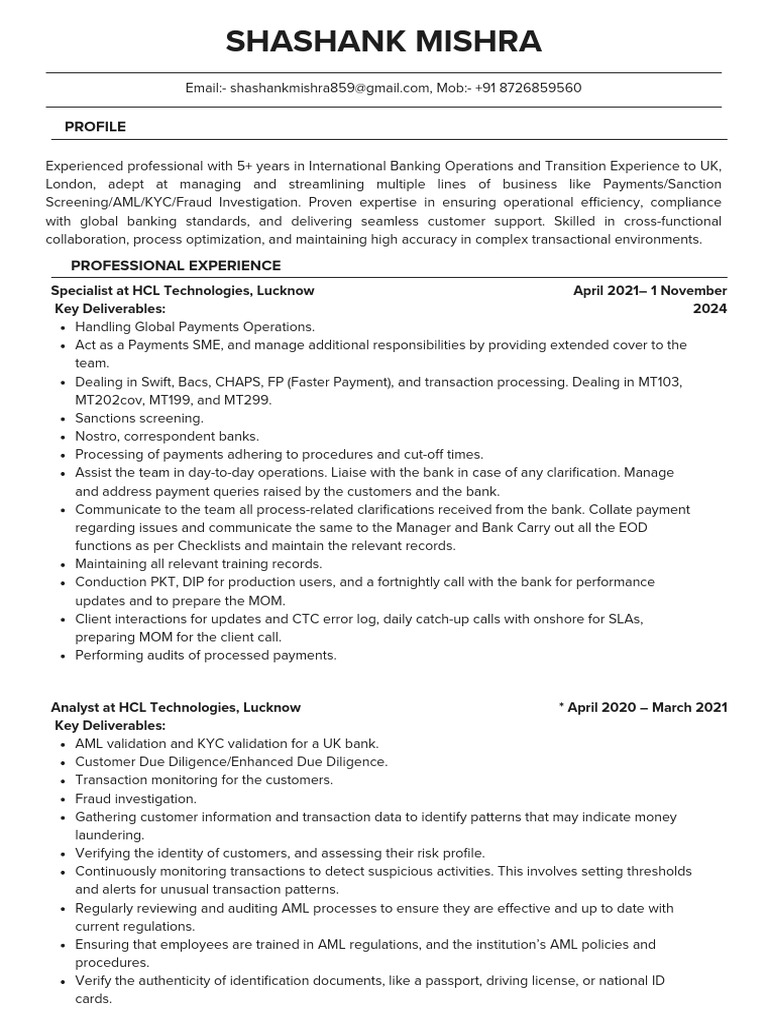Shashank Mishra cv | PDF | Business