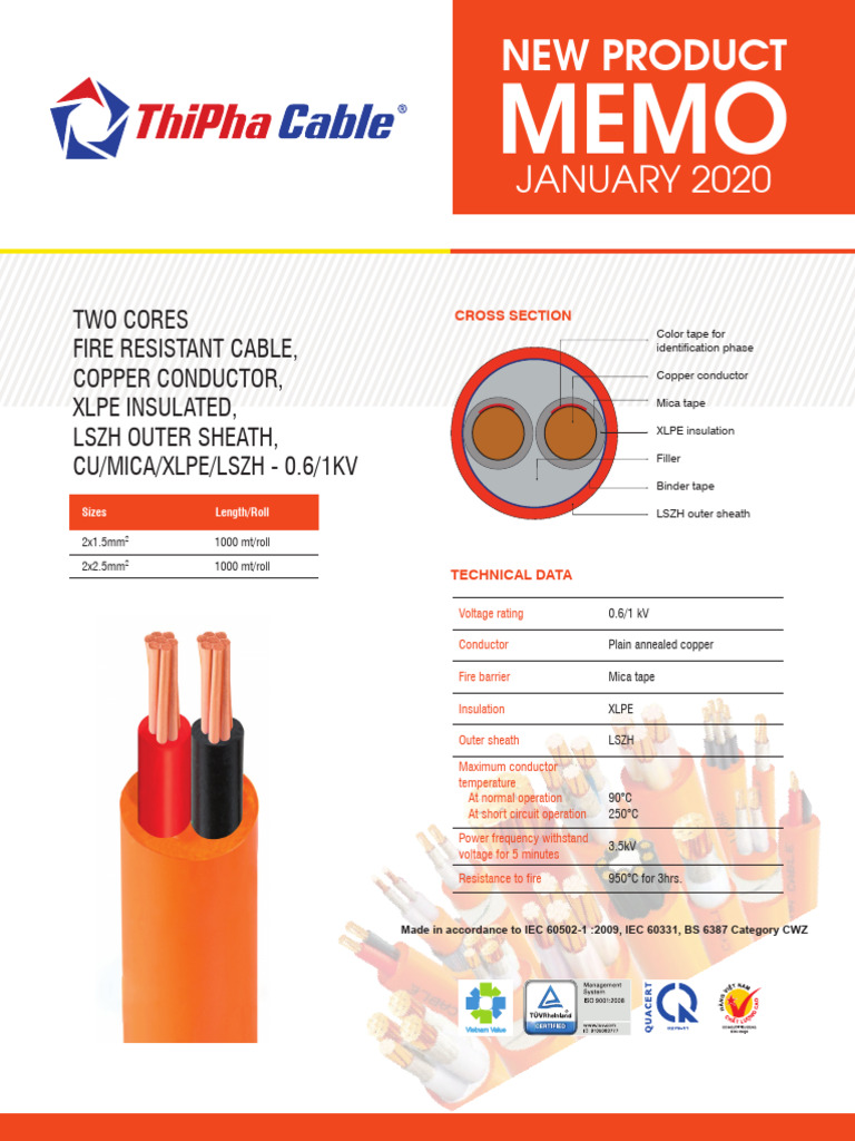THIPHA - Medium Voltage - Fire Resistance Cable | PDF | Insulator ...