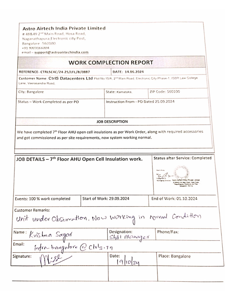 Work Completion Certificate | PDF