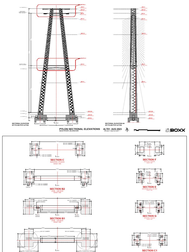 SPS Beas Bridge - Pylon & Staicase Sections - 010923 | PDF