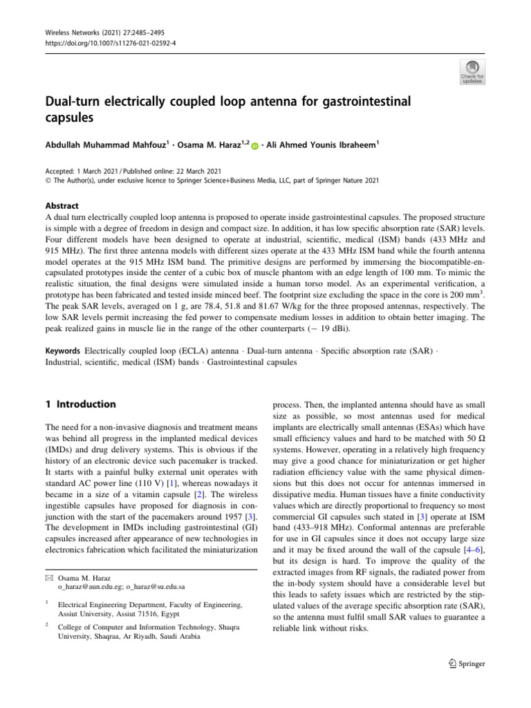 4.dual-Turn Electrically Coupled Loop Antenna For Gastrointestinal ...