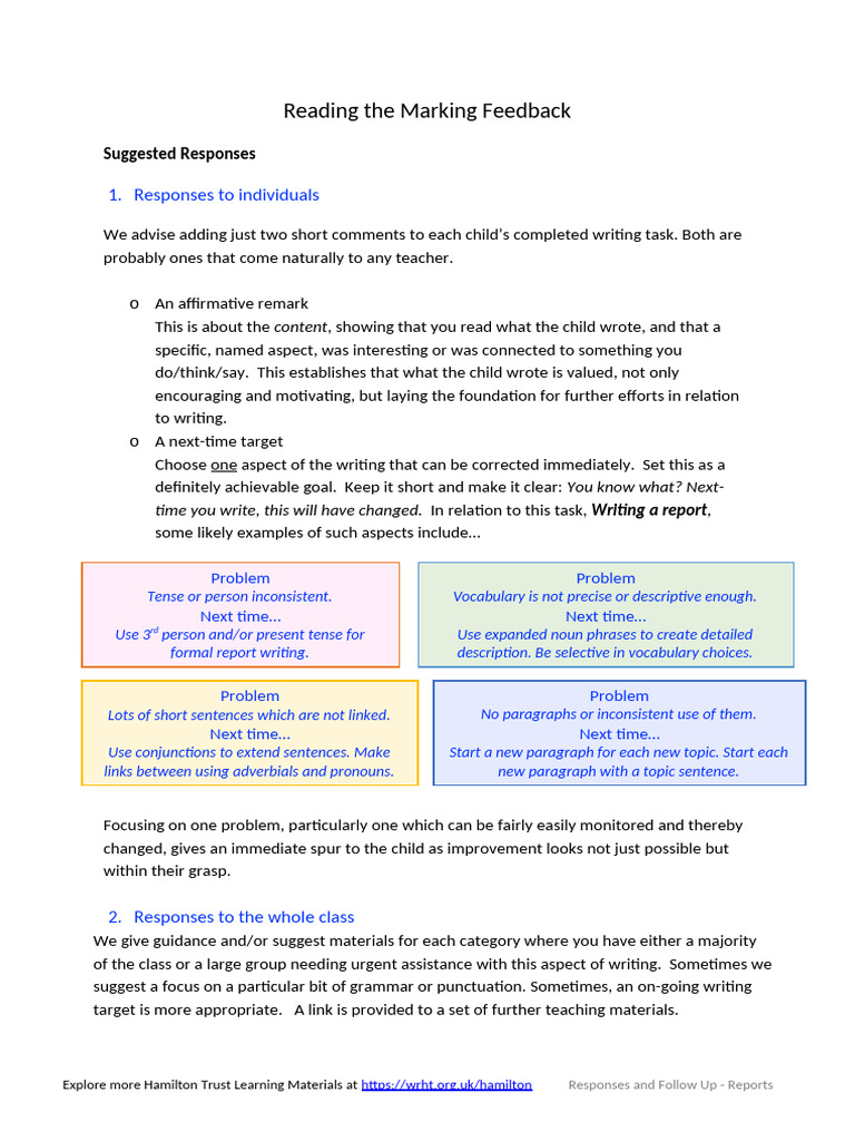 Effective Feedback for Student Writing | PDF | Phrase | Bracket