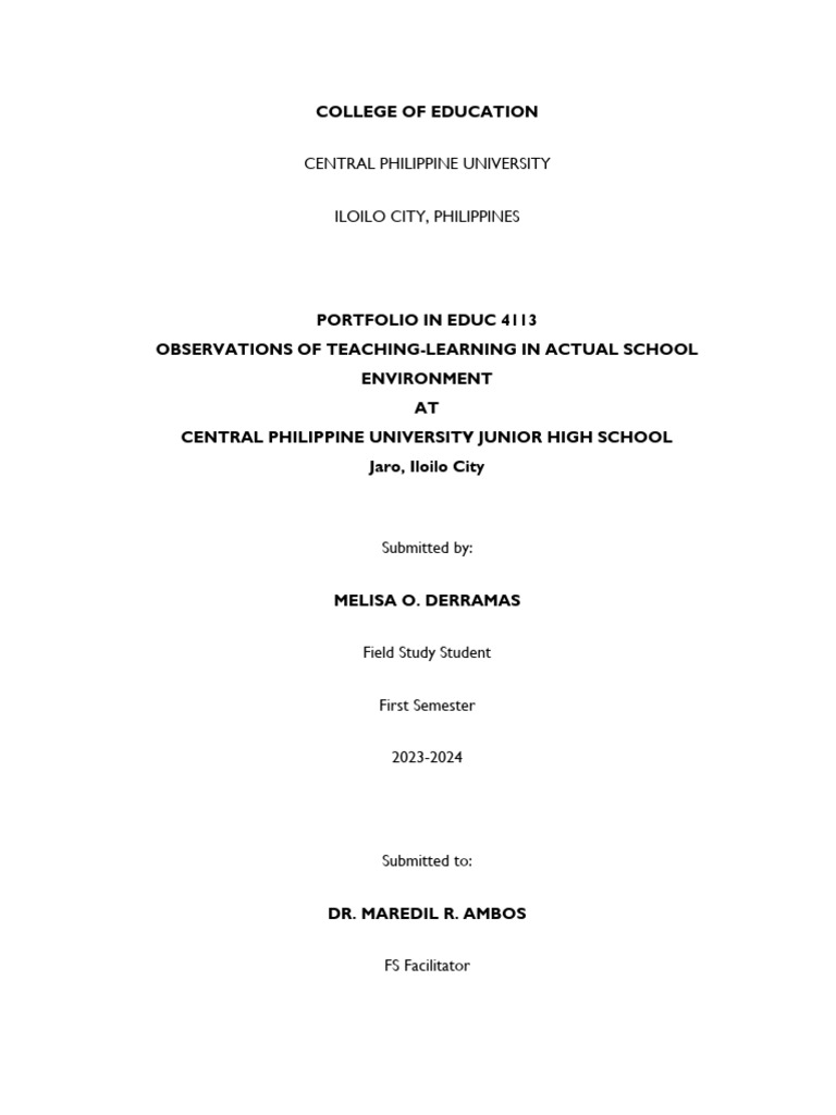 FS 2 Portfolio | PDF | Teachers | Differentiated Instruction