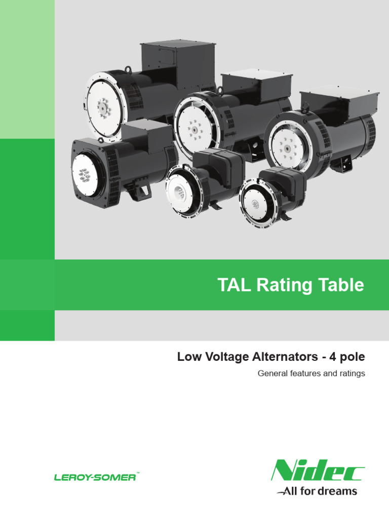 TAL Low Voltage Alternators Ratings Guide | PDF | Mains Electricity ...
