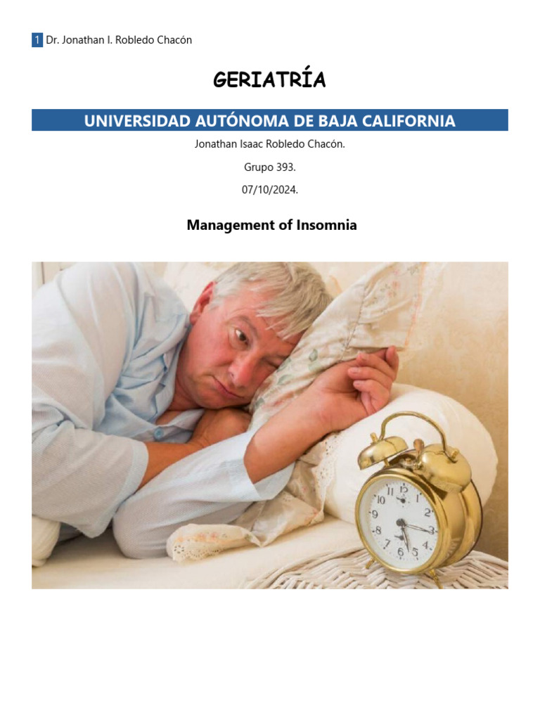 Jonathan Isaac Robledo Chacón 1277771 - Management of Insomnia | PDF | Benzodiazepinas ...