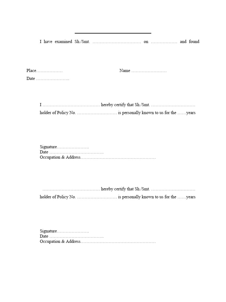 Good Health Certificate PDF | PDF