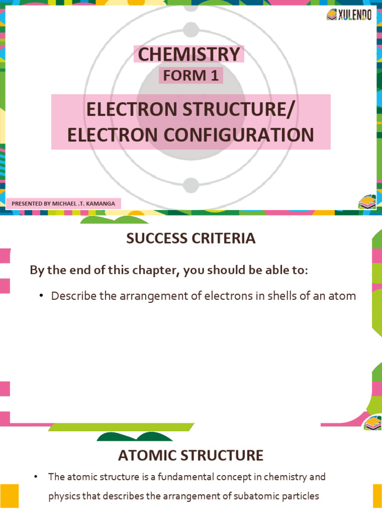 Electron Structure F1 Chemistry Lesson 1 a944747235 | PDF | Electron ...
