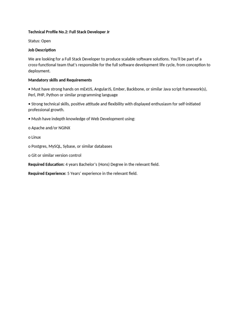 Technical Profile No 2 | PDF