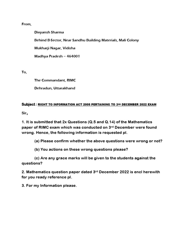 Rti Rimc-Exam Act 2005 | PDF