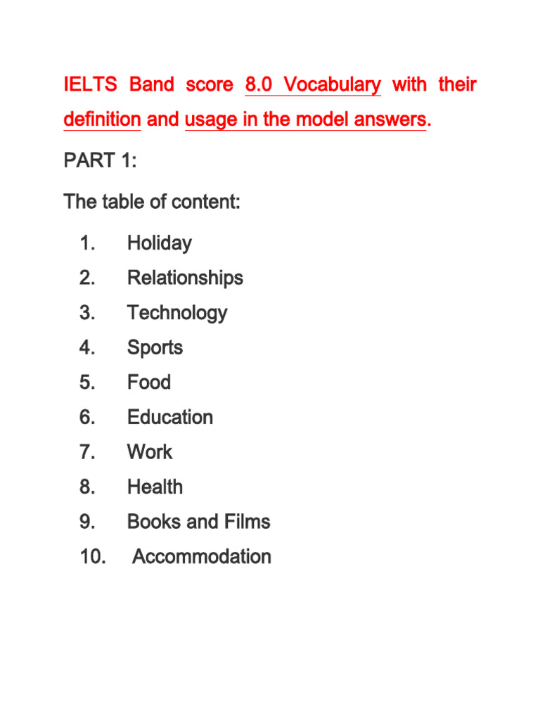 IELTS Band Score 8 0 Vocabulary With The | PDF | Internet | Websites