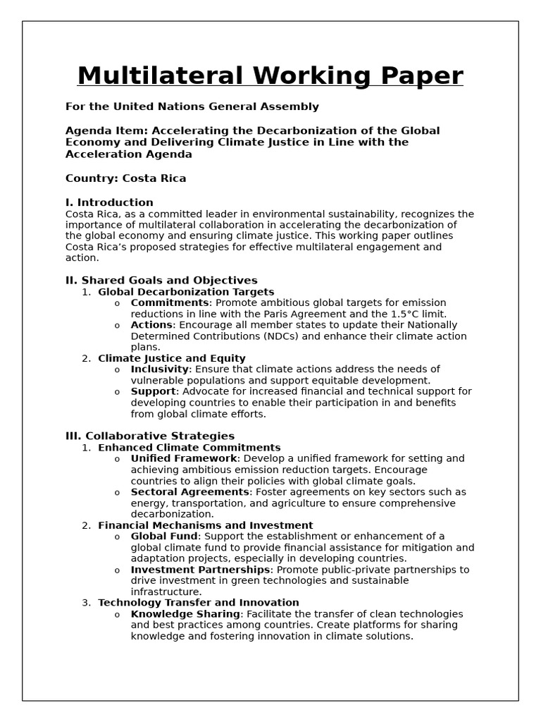 Multilateral Working Paper | PDF | Climate Change Mitigation | Climate ...