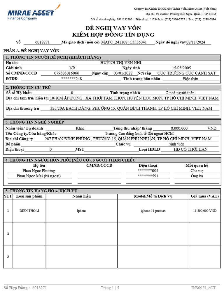 Huynh Thi Yen Nhi HDTD | PDF