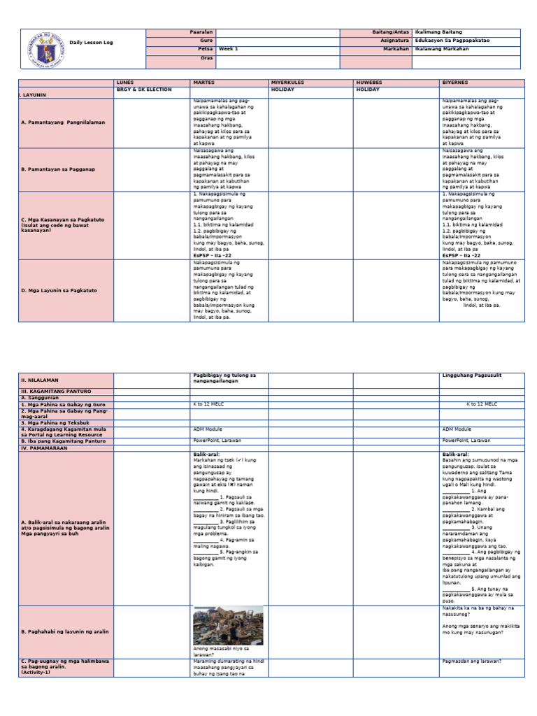 DLL WEEK 1 ESP | PDF