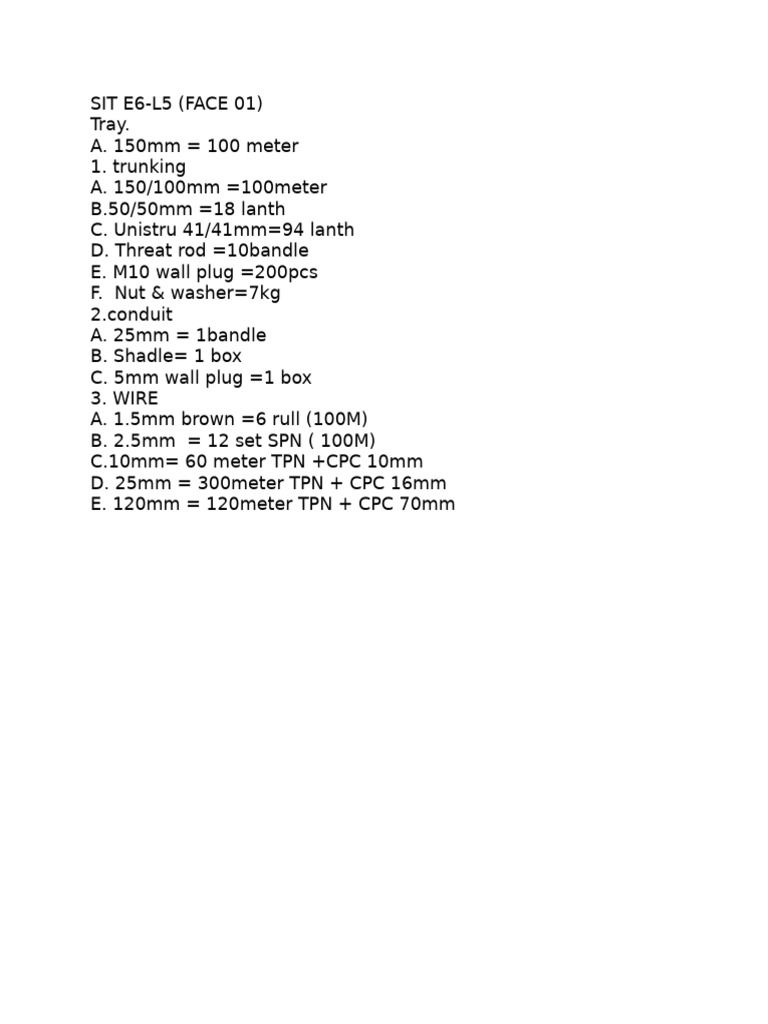 Electrical Material Specifications List | PDF