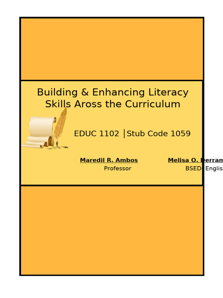 Building & Enhancing Literacy Skills Aross the Curriculum Notes | PDF ...