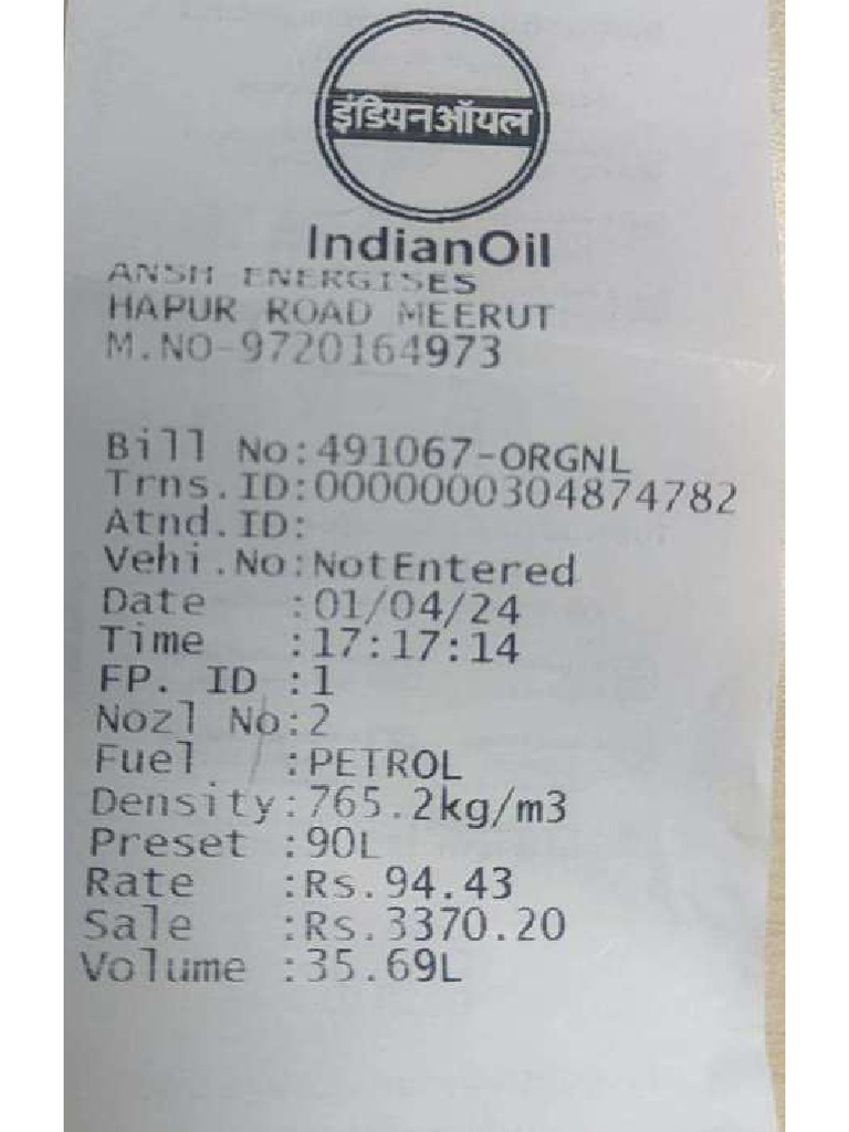 Fuel Bill April | PDF