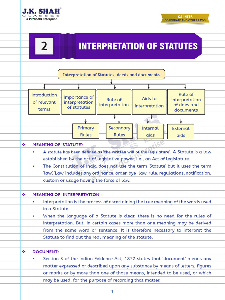 Ch. 2 - INTERPRETATION OF STATUTES | PDF | Statutory Interpretation ...