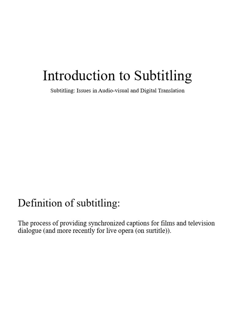 TRA2107 Lecture 2 - On Subtitling | PDF | Human Communication | Linguistics