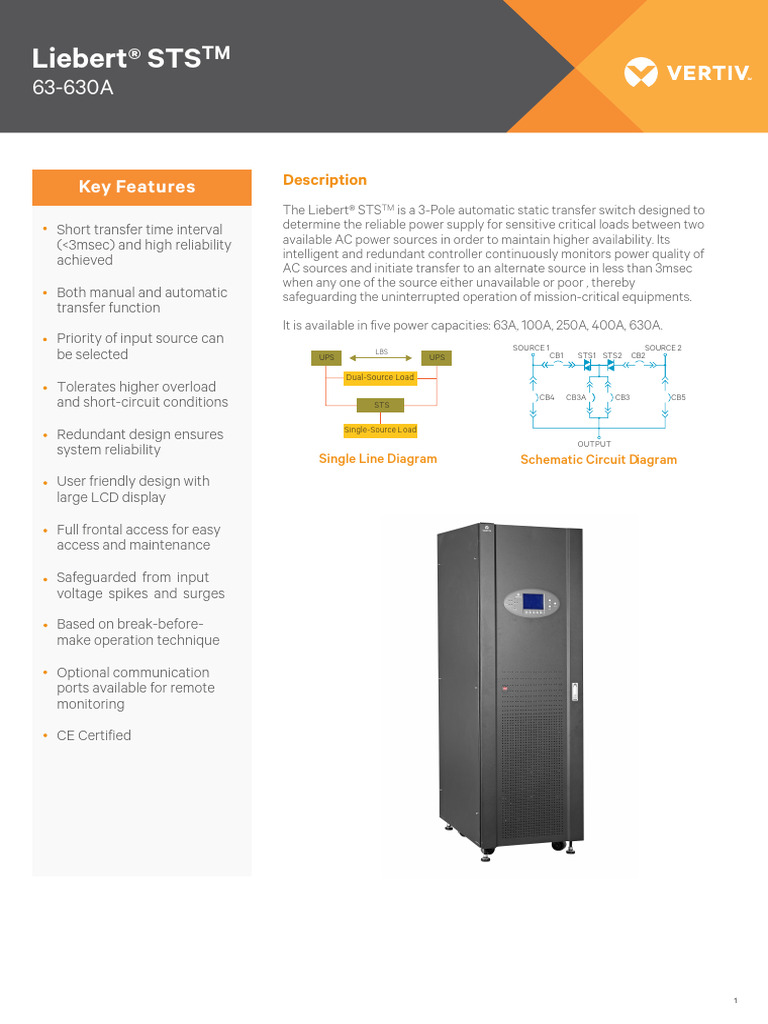 Vertiv STS | PDF | Electrical Components | Electrical Equipment