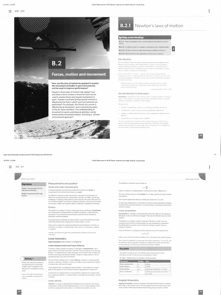 B2 Forces, Motion and Movement (Reading) | PDF