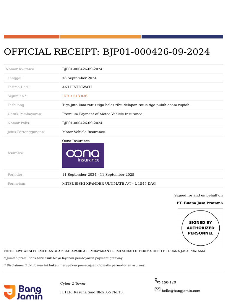 Bang Jamin Receipt 66e3cd10f5b1771f82b8fa69 | PDF