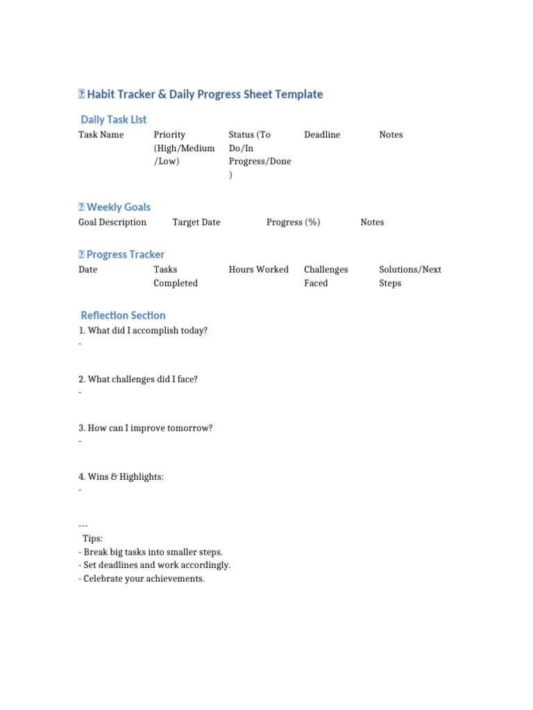 Daily Habit Tracker Template | PDF